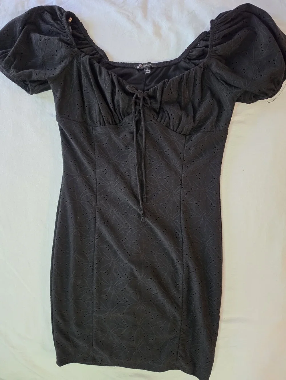 Blishe | Dresses | Blishe Black Eyelet Milkmaid Mini Dress Medium Puff ...